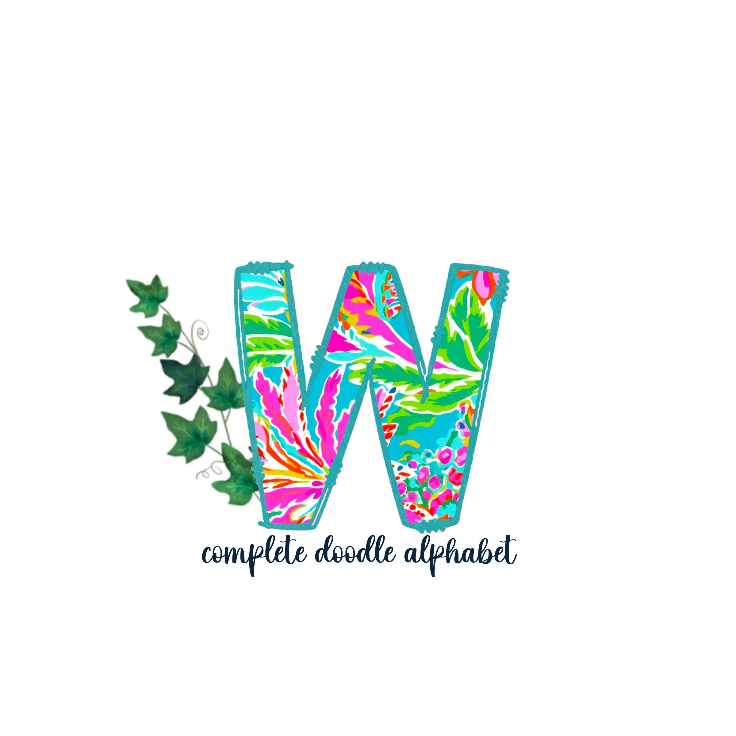 Lily Preppy Doodle Letters, Doodle Alphabet, Font, PNG, Clipart ...