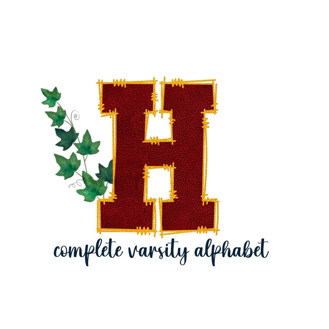 Varsity Doodle Letters, Alphabet, Font, Sublimation, PNG, Clipart, Red ...