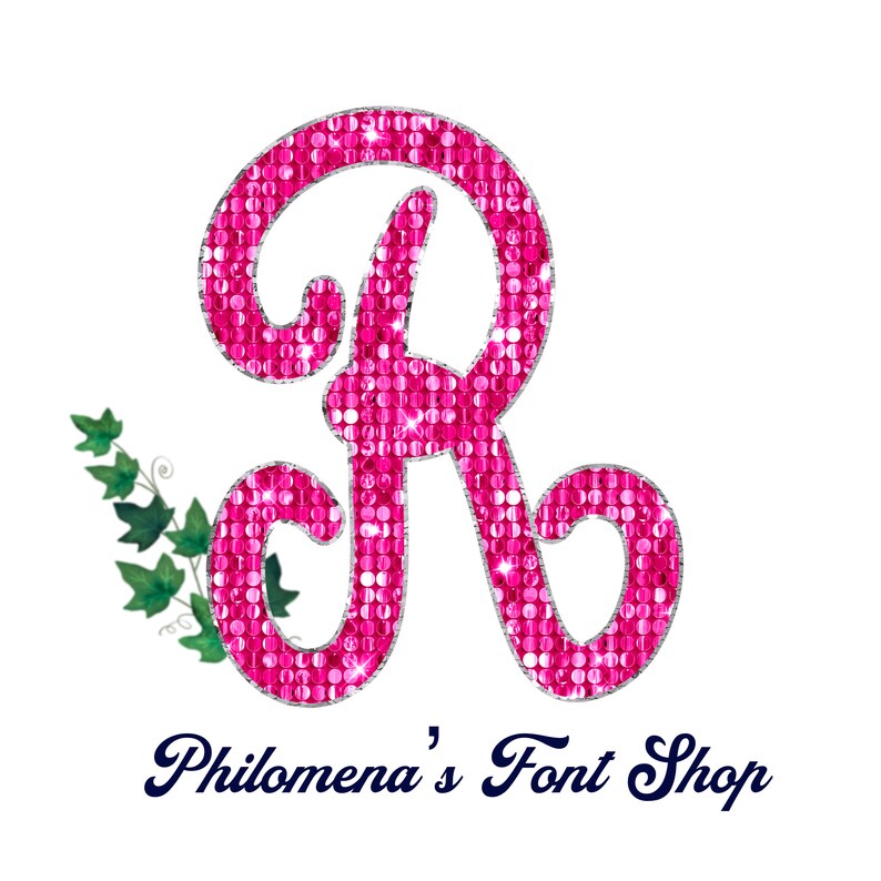 Monogram Font, Script Letters, Alphabet, Initials, PNG, Glitter Sequins ...