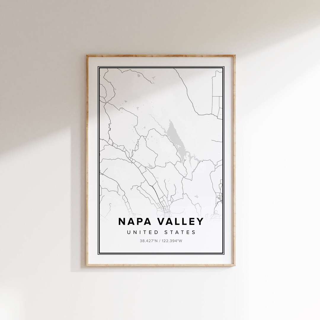 Napa Valley Poster, Napa Valley Map, Napa Valley Art, Modern Home Decor ...
