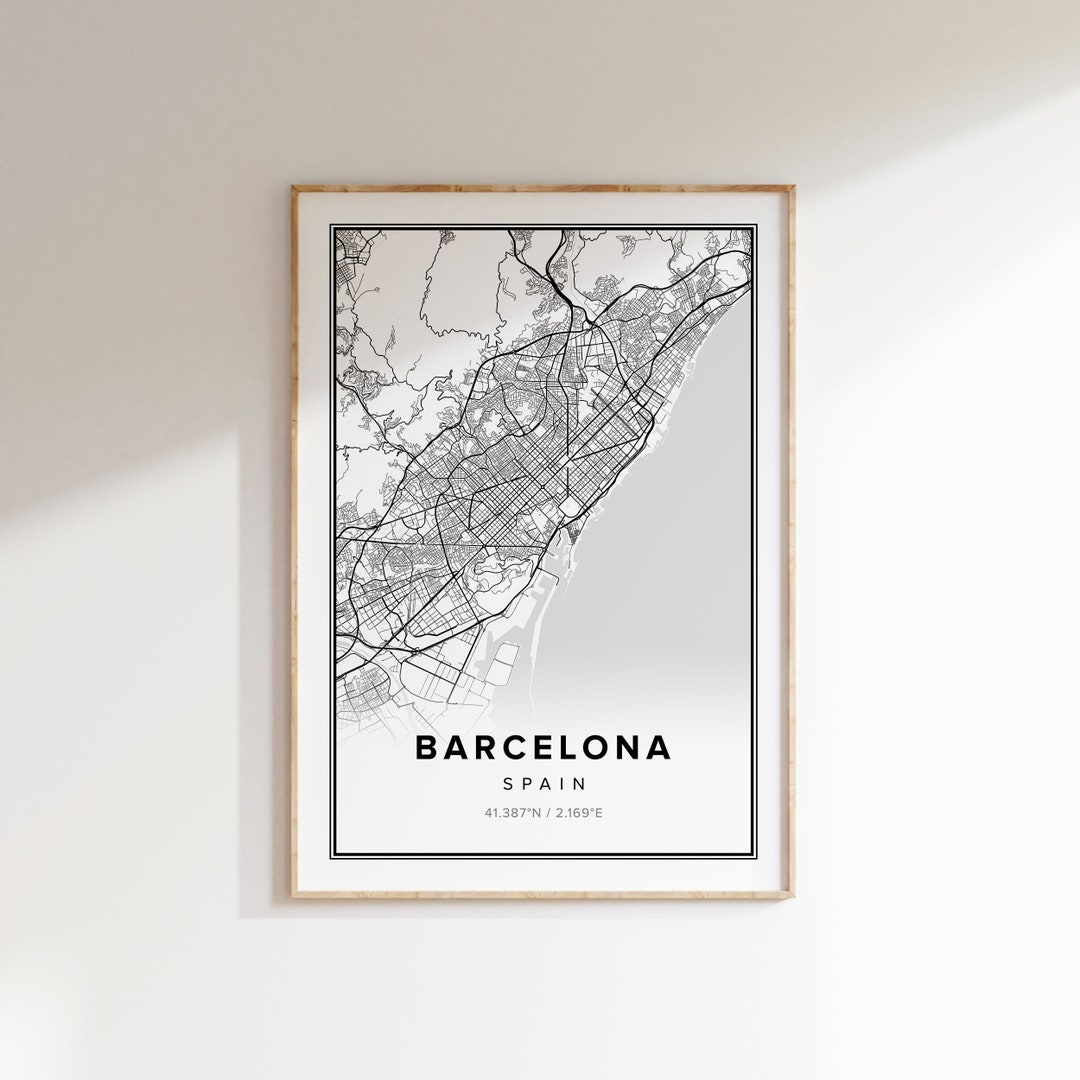 Barcelona Map, Barcelona Map Print, Barcelona Poster, Modern Home Decor ...