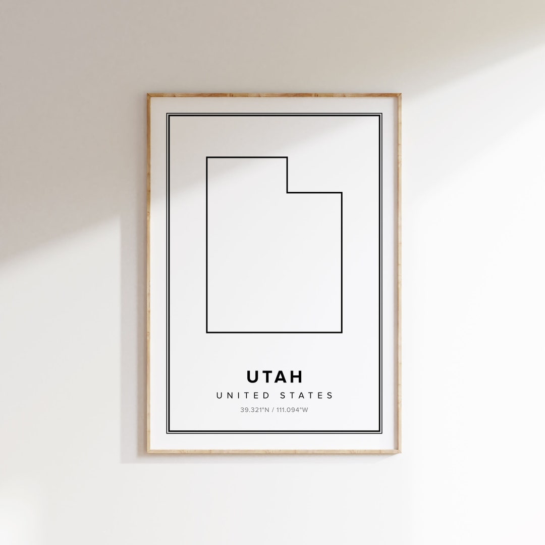 Utah Art, Utah Map, Utah Print, Utah Poster, Modern Home Decor, Travel ...