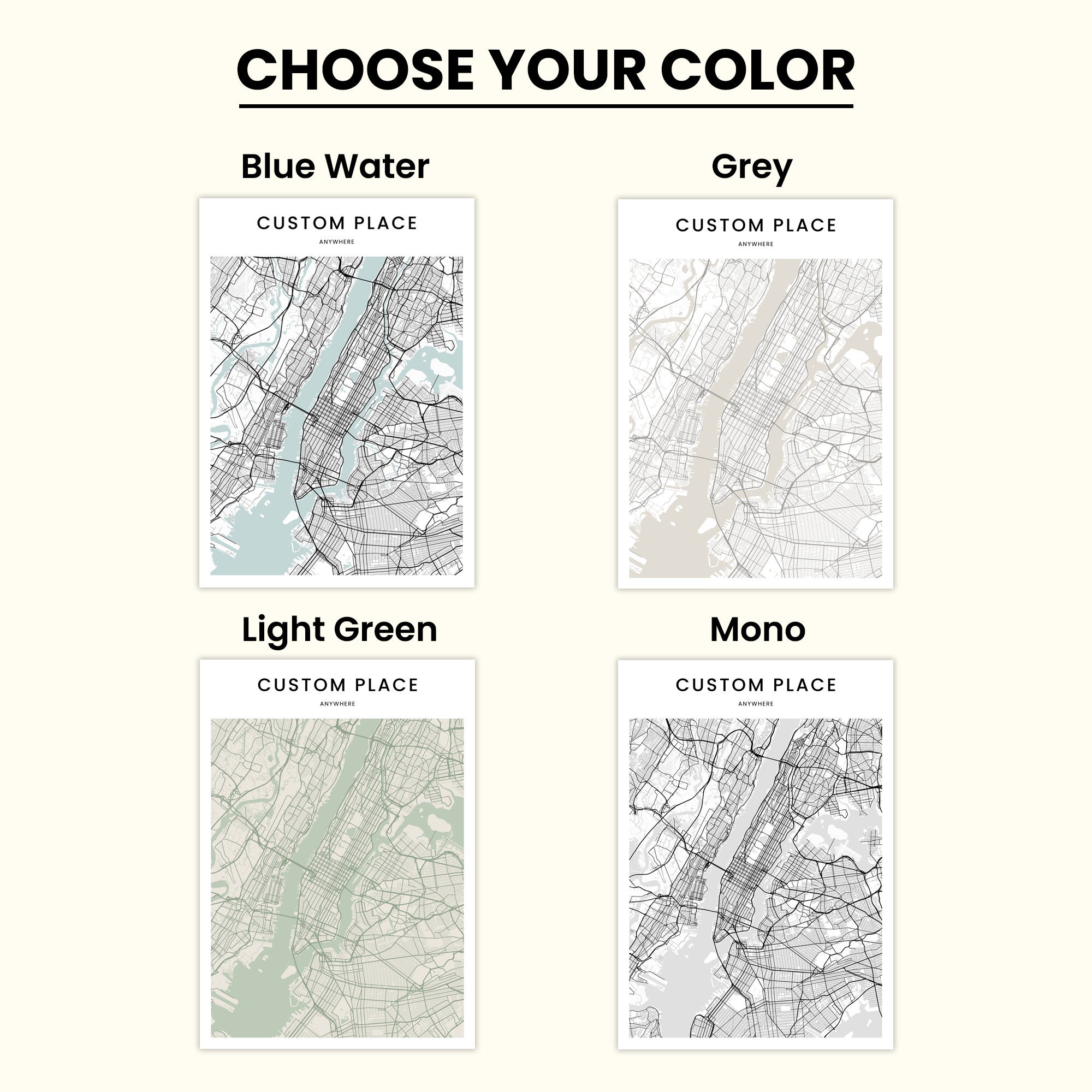 Custom City Map, Printable Minimal Map, Map Download, Minimalist Map ...