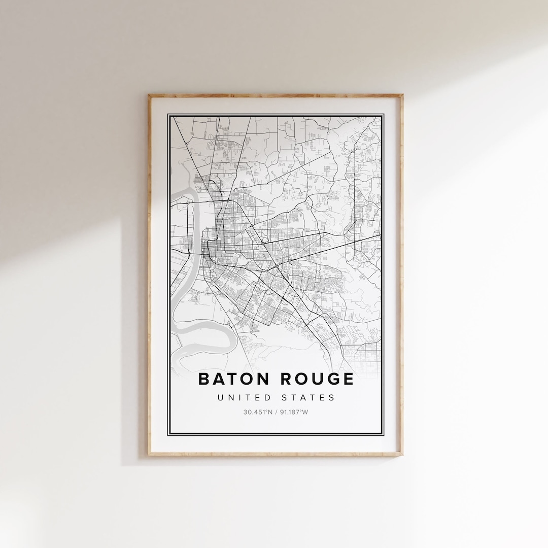 Baton Rouge Map, Baton Rouge Wall Art, Baton Rouge Print, Modern Home ...