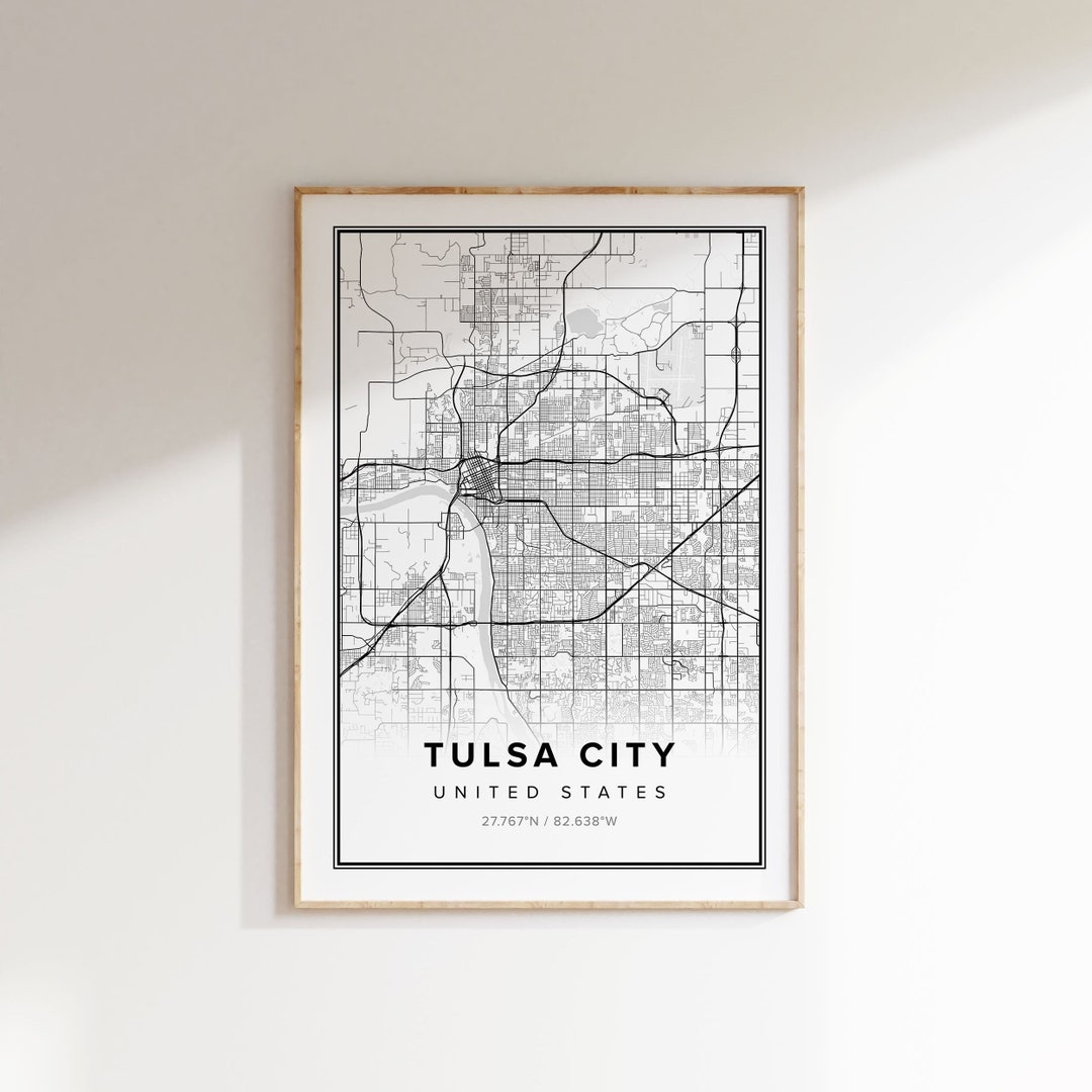 Tulsa Map, Tulsa Art, Tulsa Oklahoma Map, Oklahoma Map, Modern Home ...