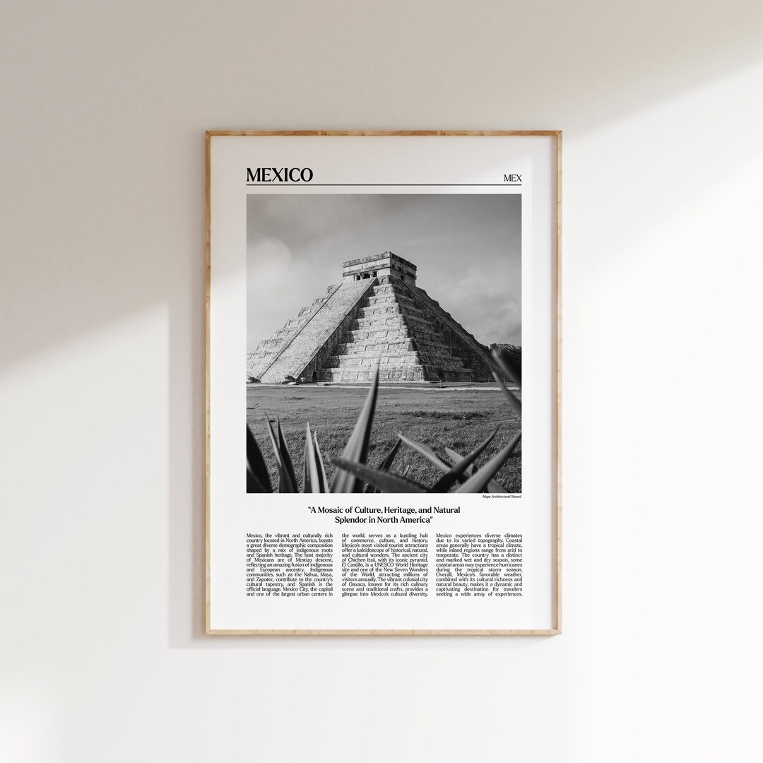 Mexico Print, Newspaper Style, Black and White Print, Printable Wall ...