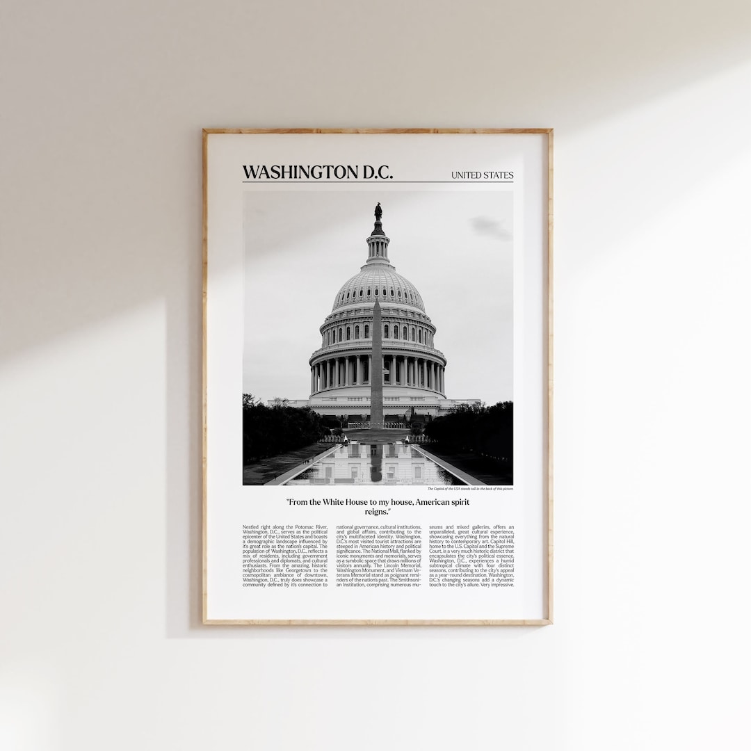 Washington DC Print: Newspaper Style Black & White Art (digital ...