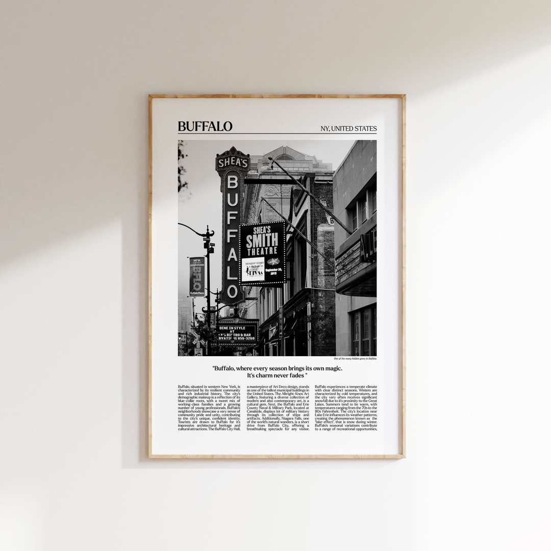 Buffalo Poster, Newspaper Style, Black and White Print, Printable Wall ...