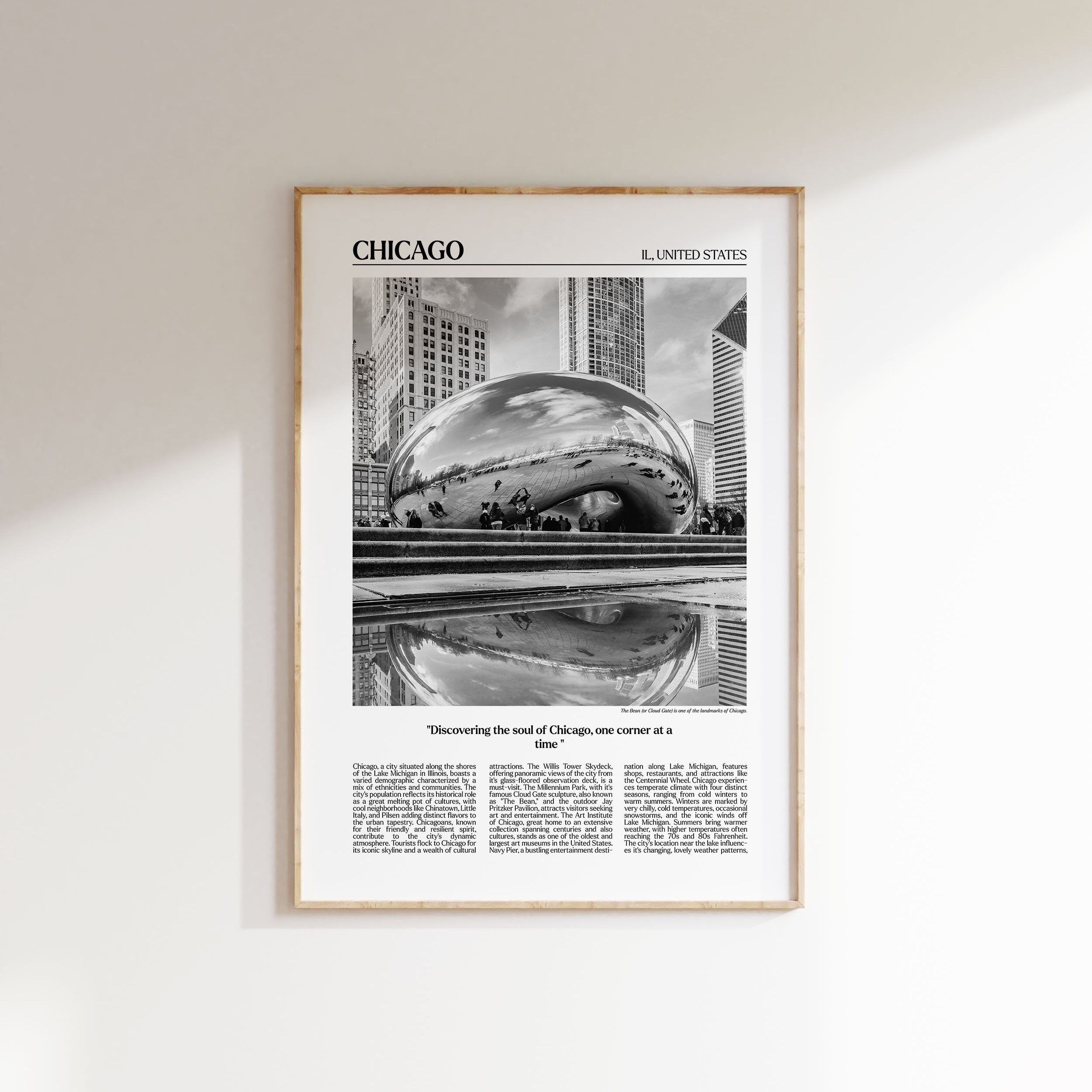 Chicago Poster, Newspaper Style, Black and White Print, Printable Wall ...