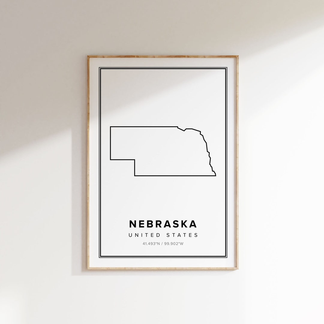 Nebraska Map Print: Minimalist Black and White Home Decor (digital ...