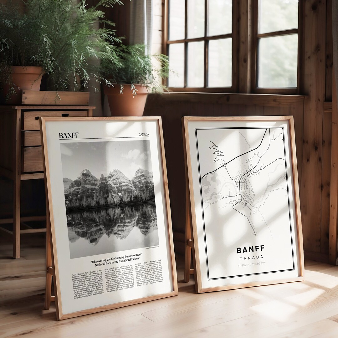 Travel Poster Set of 2 Prints, Banff Art, Banff Poster, Banff Print ...