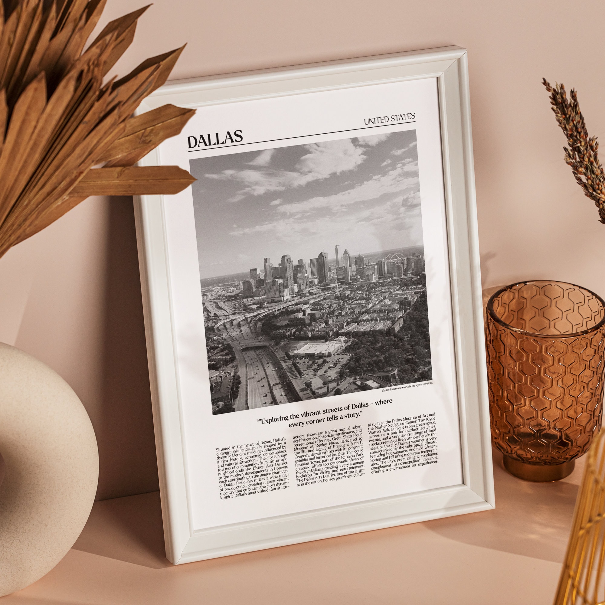 Dallas Print, Newspaper Style, Black and White Print, Printable Wall ...