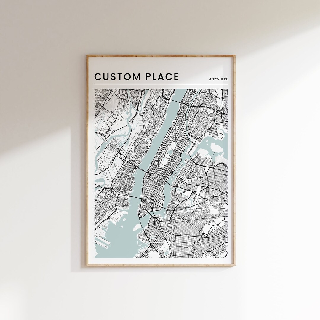 Custom City Map, Classic Minimal Map, Map Download, Minimalist Map ...
