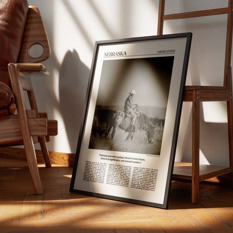 Nebraska Poster, Newspaper Style, Black and White Print, Printable Wall ...
