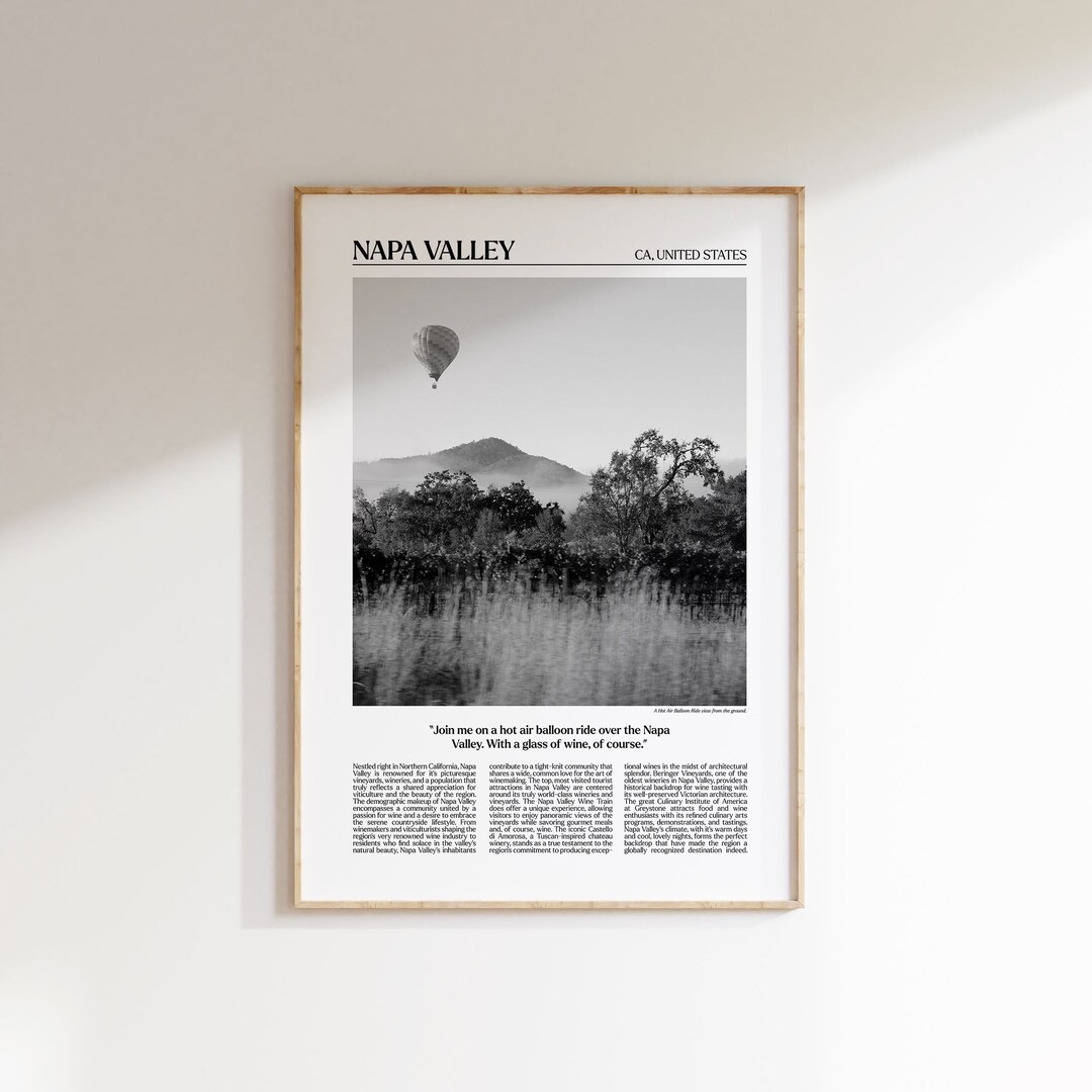 Napa Valley Newspaper Print: Black and White Photo (digital Download ...
