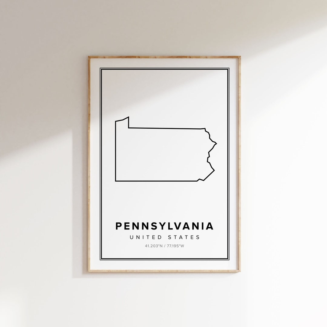 Pennsylvania Map, Pennsylvania Wall Art, Pennsylvania Print, Modern ...