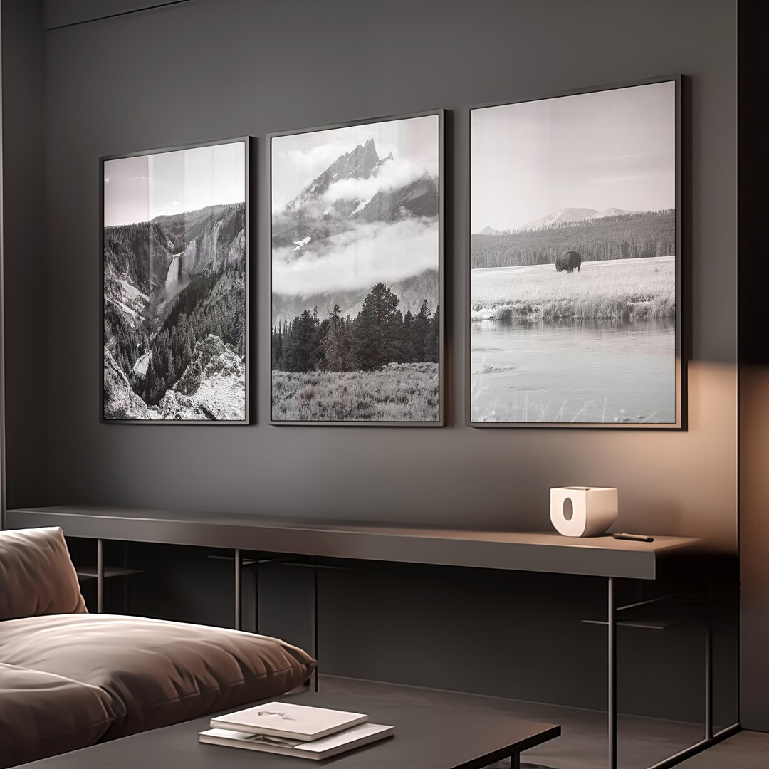 Yellowstone Gallery Set of 6, Black and White, Digital Print, Photo ...