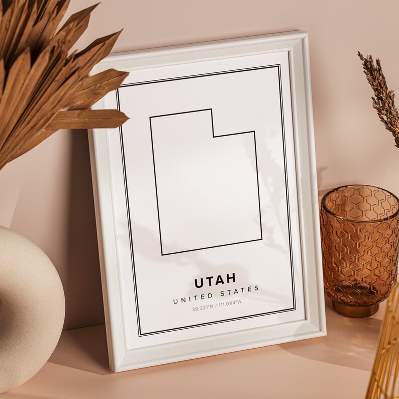 Utah Art, Utah Map, Utah Print, Utah Poster, Modern Home Decor, Travel ...