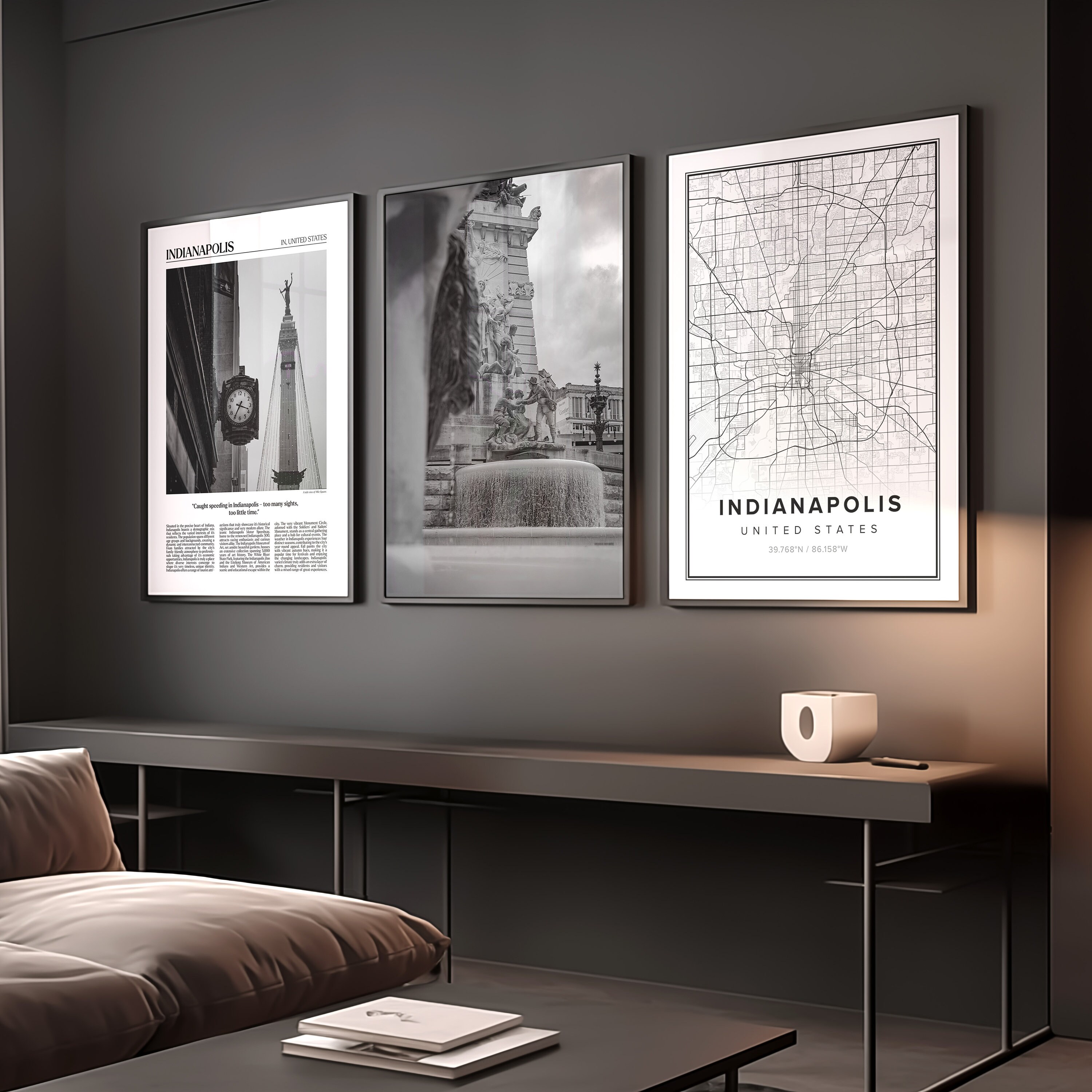 Indianapolis Art Print, Set of 3, Indianapolis Gallery Wall Art ...