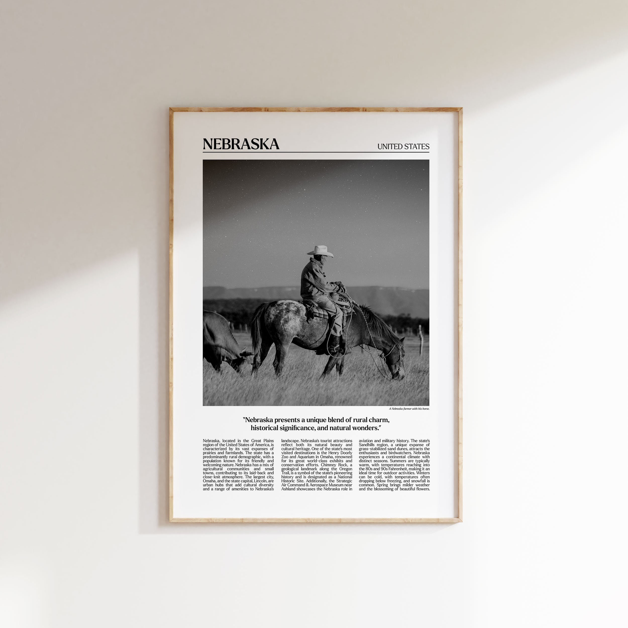 Nebraska Poster, Newspaper Style, Black and White Print, Printable Wall ...