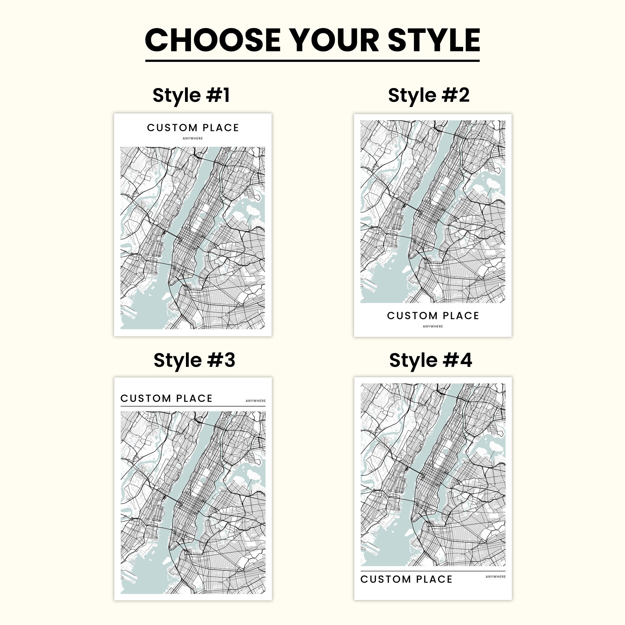 Custom City Map, Printable Minimal Map, Map Download, Minimalist Map ...