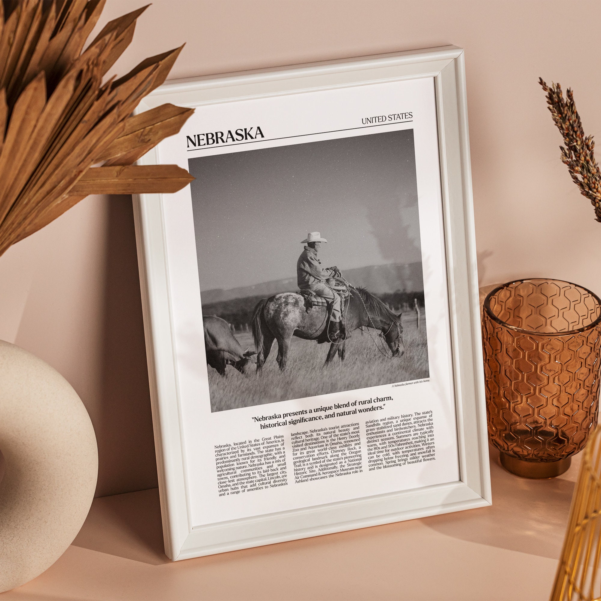 Nebraska Poster, Newspaper Style, Black and White Print, Printable Wall ...