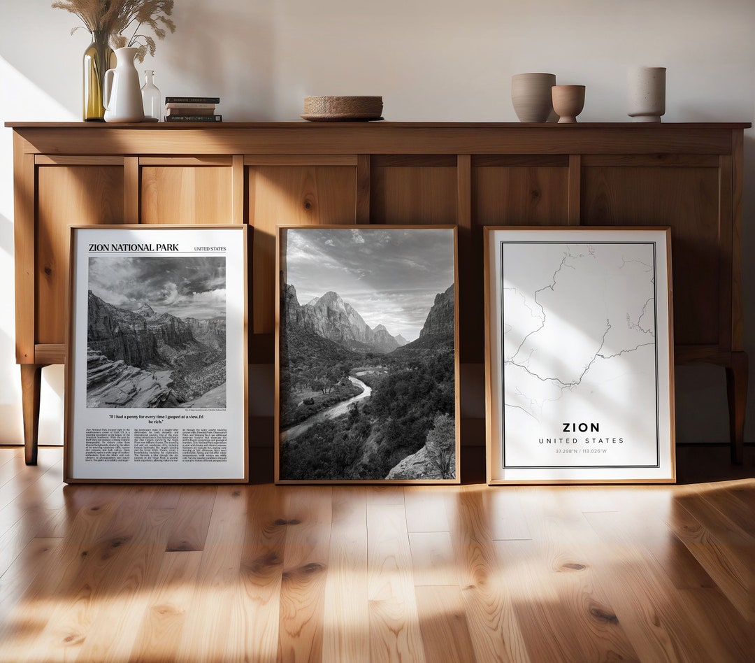 Zion National Park, Zion Art Print, Set of 3, Zion Wall Art, Zion ...