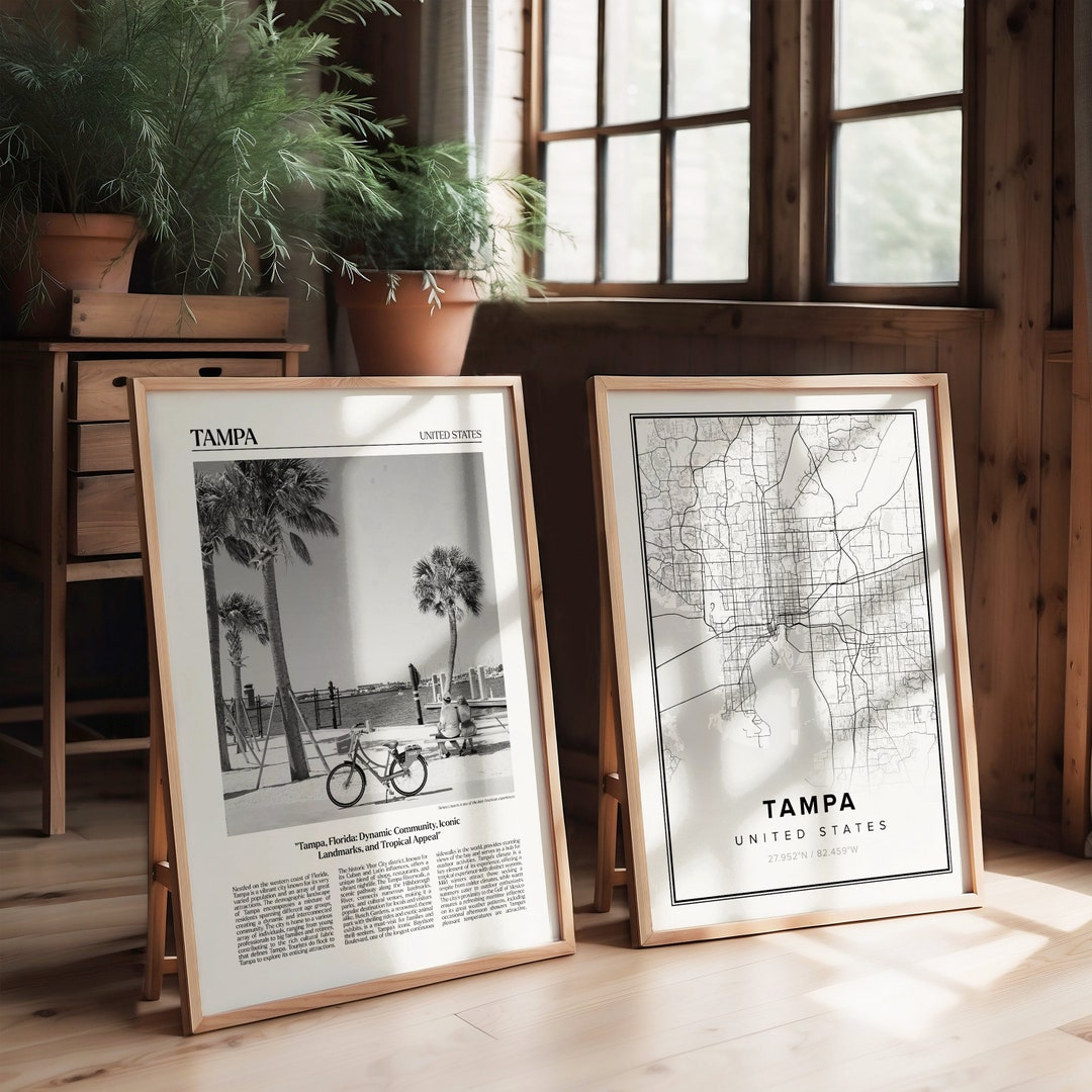Travel Poster Set of 2 Prints, Tampa Art, Tampa Poster, Tampa Print ...