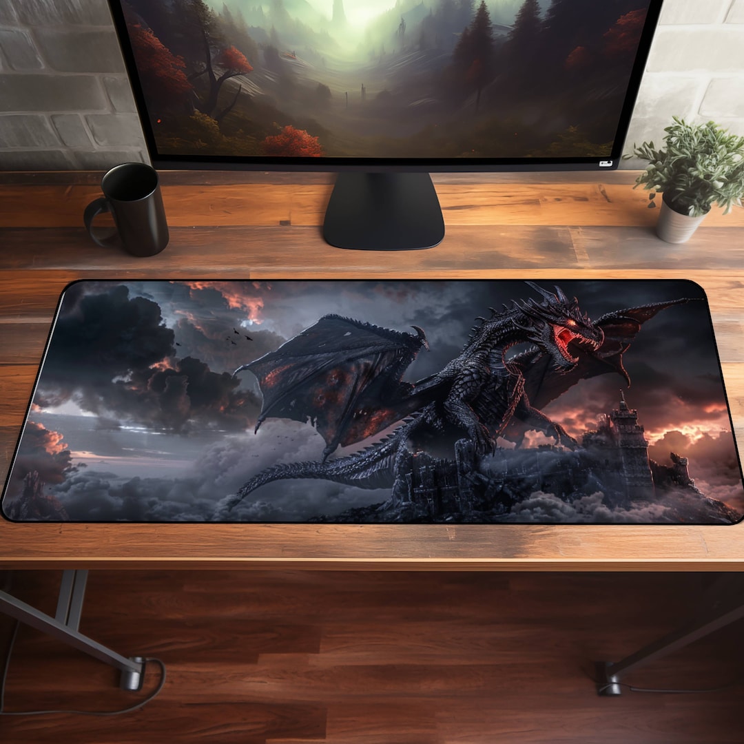 Dragon Gaming Mouse Pad Realistic Dragon Designed Desk Mat Colorful ...