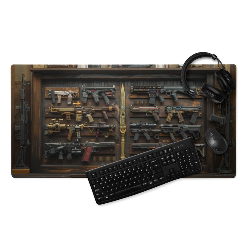 Gun Arsenal Gaming Mouse Pad 1st Person Shooter PC Gamer's Desk Mat ...