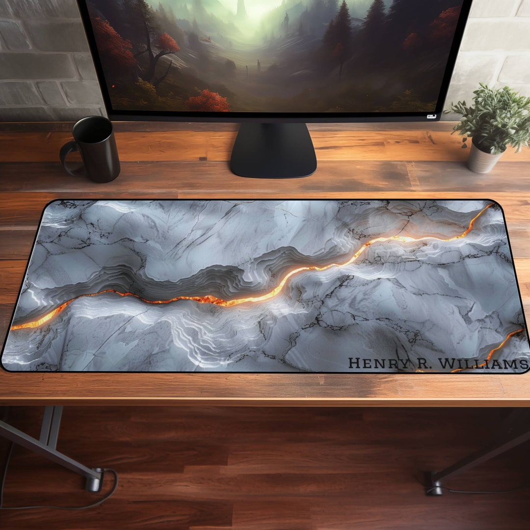 Grey and Gold Marbel Luxury Desk Mat Custom XXL Gaming Mouse Pad Mat ...
