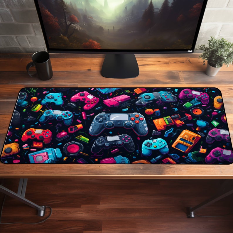 Gaming Mouse Pad, Xbox Controller Print, Xtra Large Desk Mat, Colorful ...