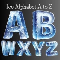 Ice Alphabet Letters Clipart Snow Sublimation PNG Doodle Design ...
