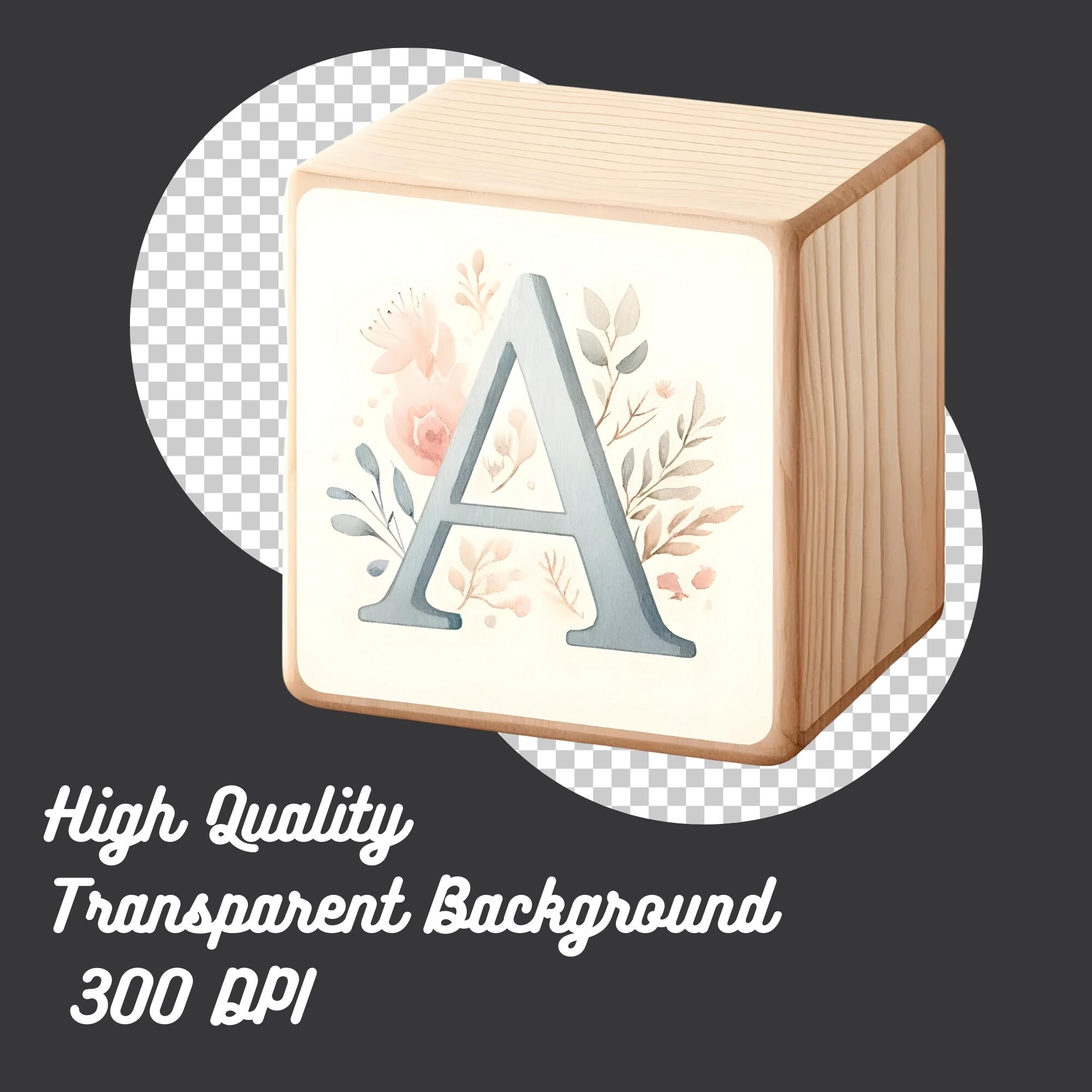 Alphabet A to Z Square Wooden Block, Watercolor Clipart, Commercial Use ...