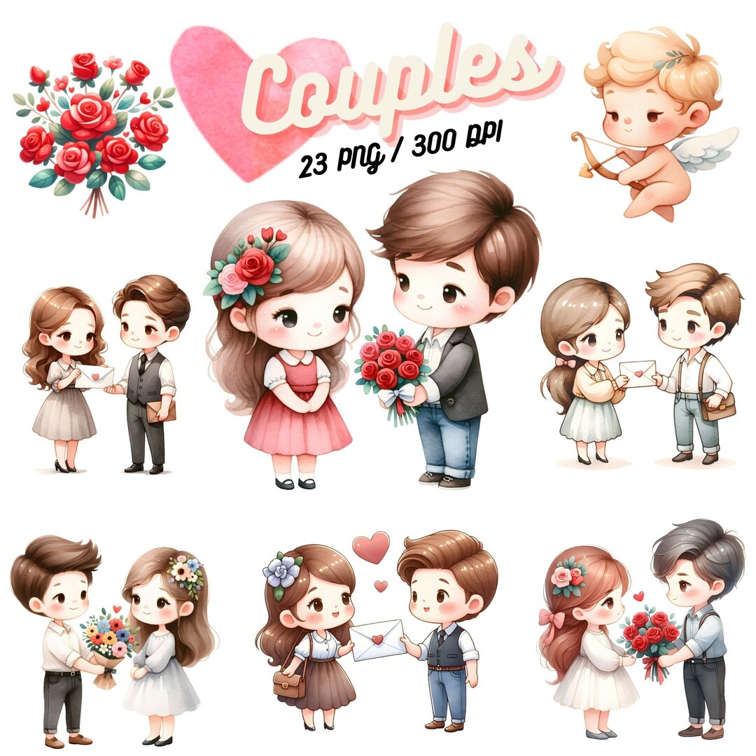 Couples and Clipart Elements for Valentine Day Theme (part 2) - Etsy