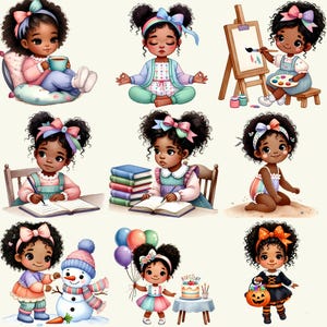 Black Girl Watercolor Clipart, Cute Activity PNG (commercial Use) - Etsy