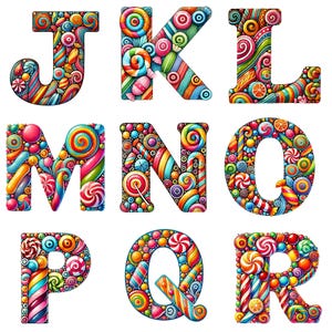 Candy Alphabet Clipart: Watercolor Letters A-Z (PNG, Commercial Use) - Etsy