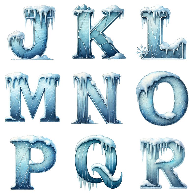 Frozen Alphabet A to Z, Watercolor Clipart, Commercial Use - Etsy