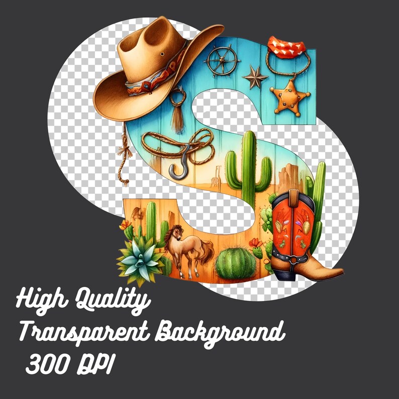 Alphabet A to Z in Cowboy Theme, Watercolor Clipart, Commercial Use - Etsy