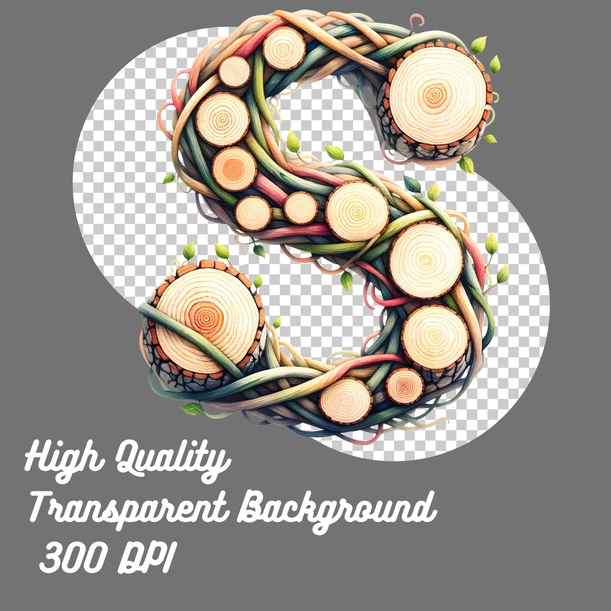 Alphabet A to Z Are Made From Logs and Vines, Watercolor Clipart, Cute ...