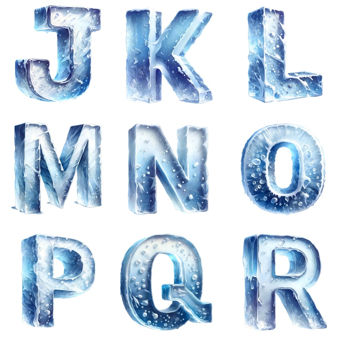 Ice Alphabet A to Z, Watercolor Clipart, Commercial Use - Etsy