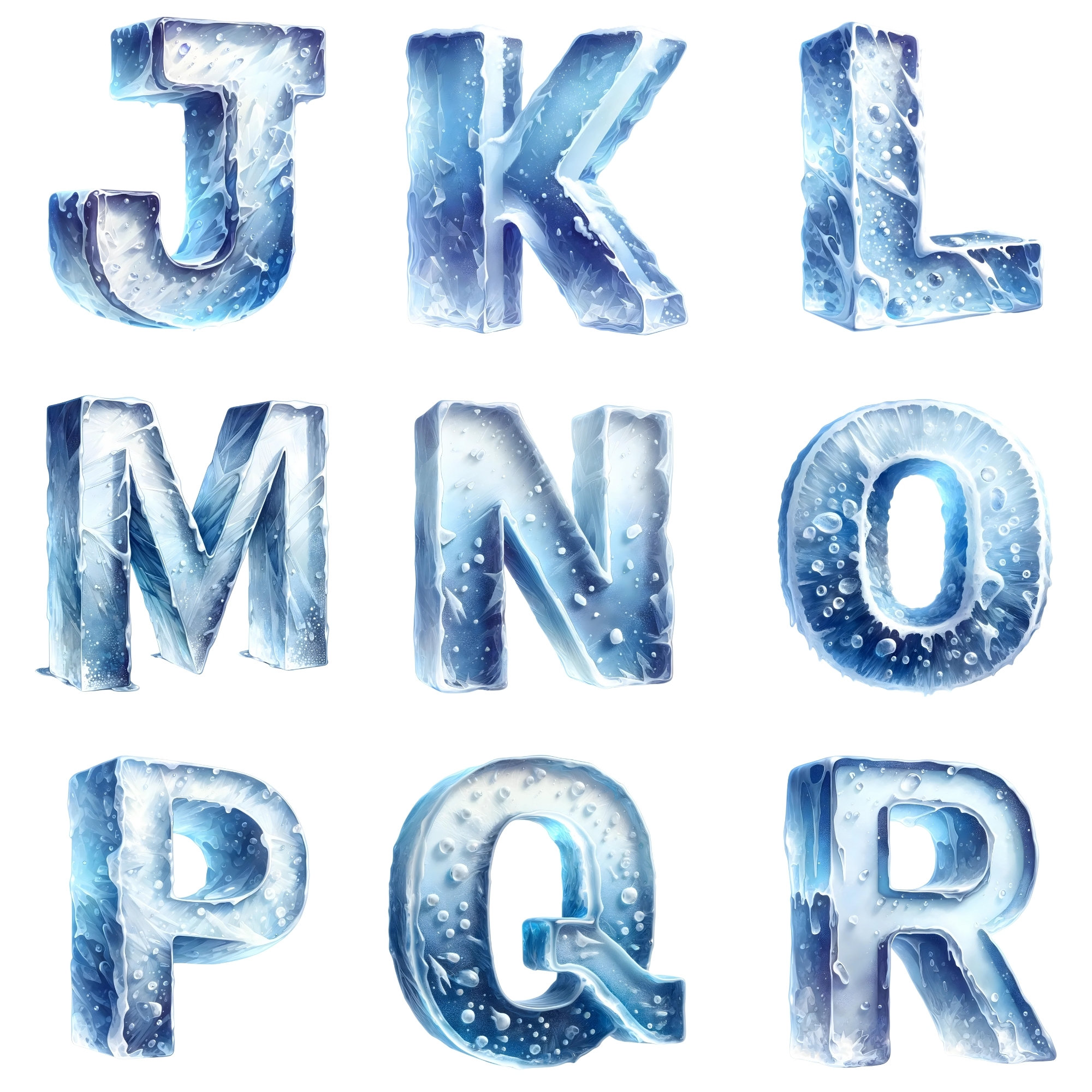 Ice Alphabet A to Z, Watercolor Clipart, Commercial Use - Etsy
