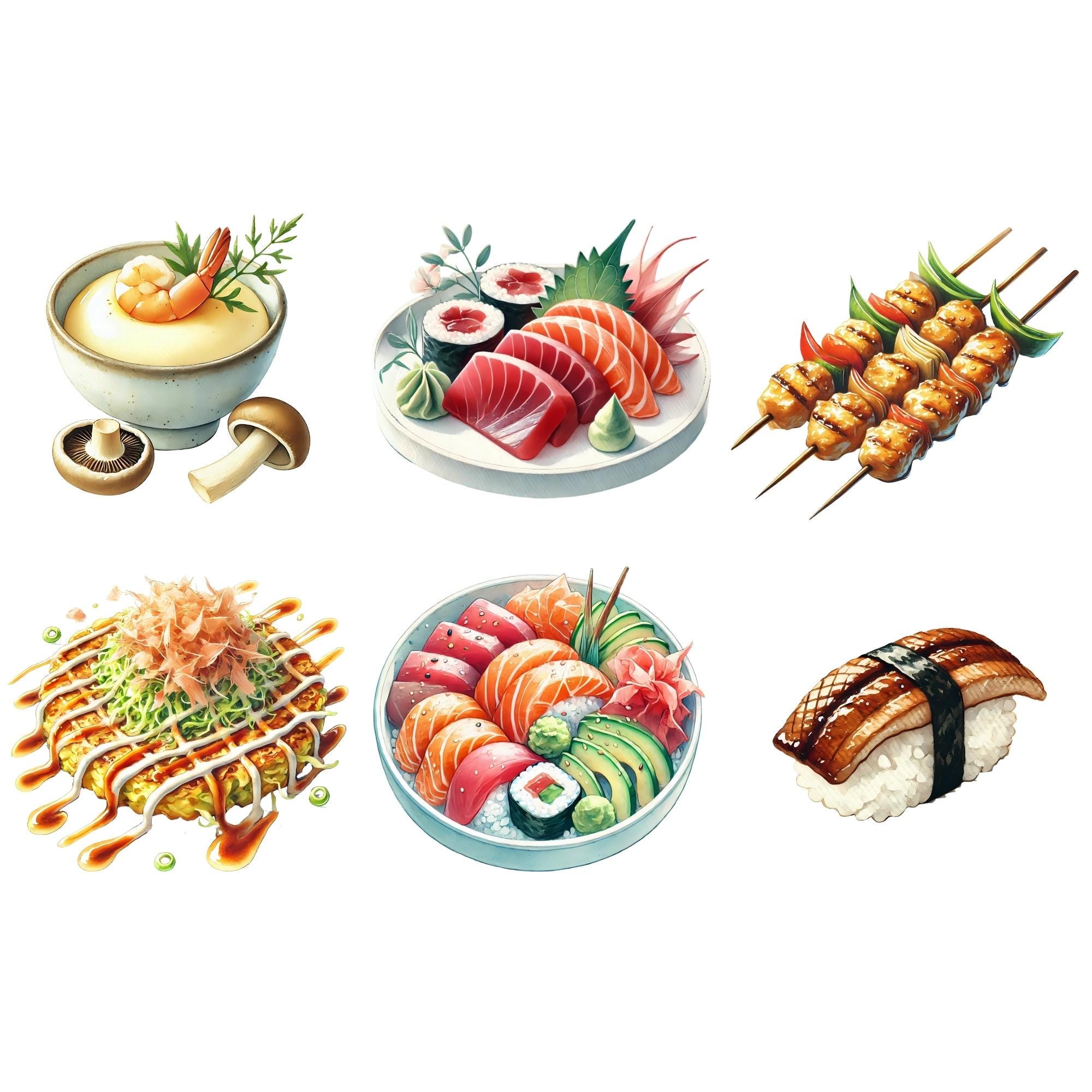 Japanese Food, Watercolor Clipart, Commercial Use - Etsy