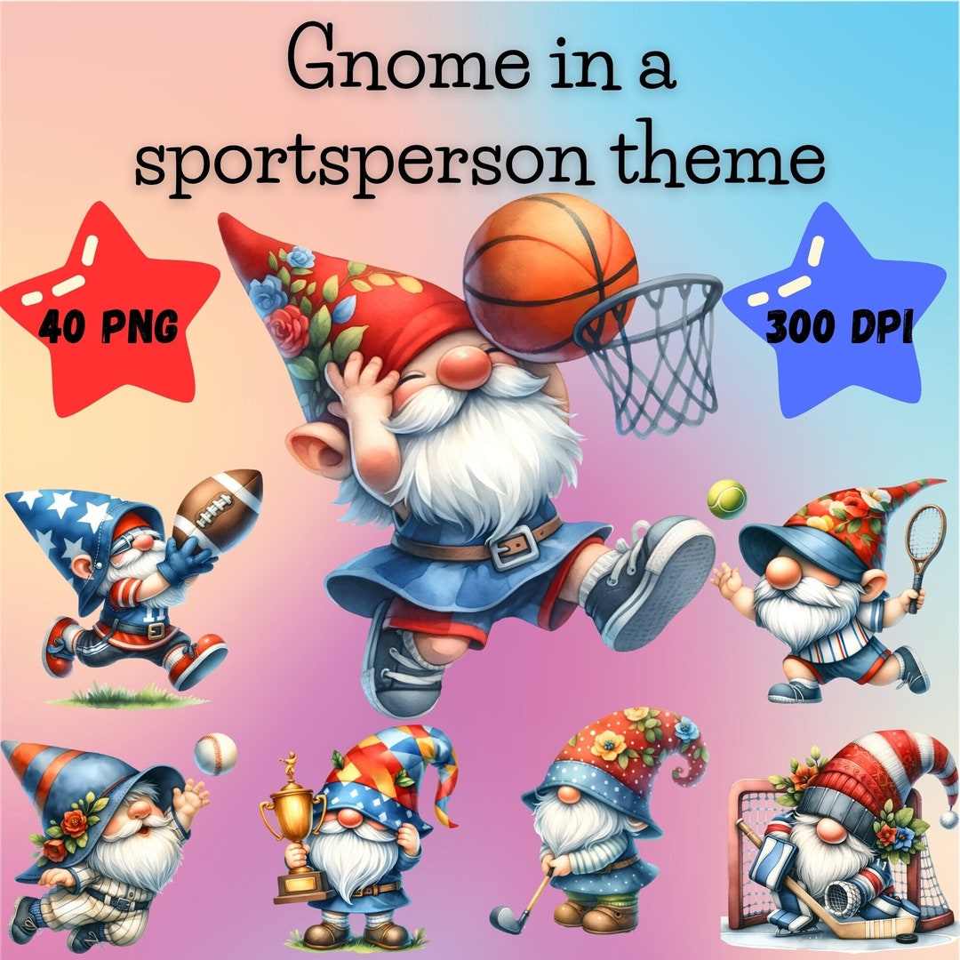 Sports Gnome Watercolor Clipart: Invitation Design (PNG, 300 DPI) - Etsy