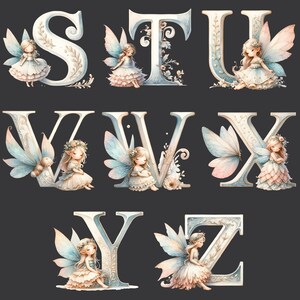 Fairy Alphabet Clipart A-Z: Watercolor Letters (PNG, 300 DPI) - Etsy