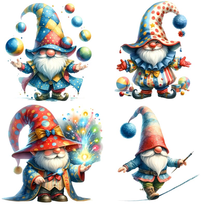 Circus Gnomes Watercolor Clipart: Invitation Design (PNG, 300 DPI ...