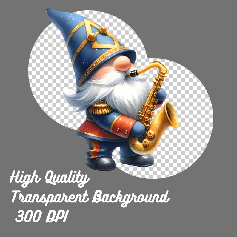 21 PNG , 300 DPI, Gnomes in Marching Band, Watercolor Clipart, Cute ...