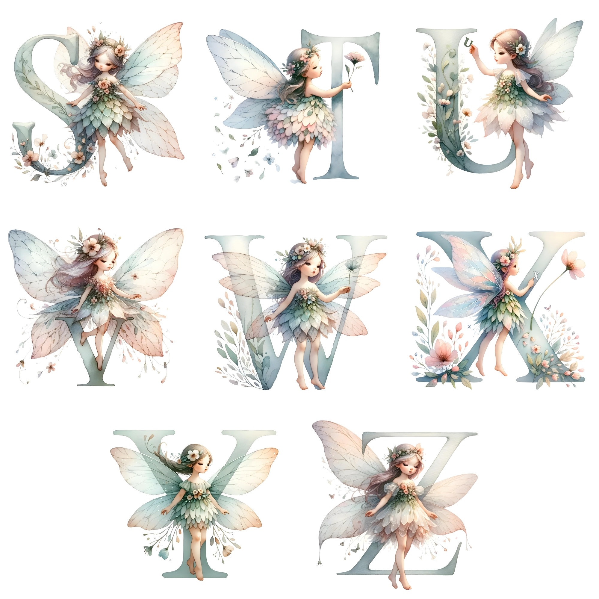 Alphabet A to Z With Fairy, Watercolor Clipart, Cute Watercolor for ...