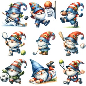 Sports Gnome Watercolor Clipart: Invitation Design (PNG, 300 DPI) - Etsy