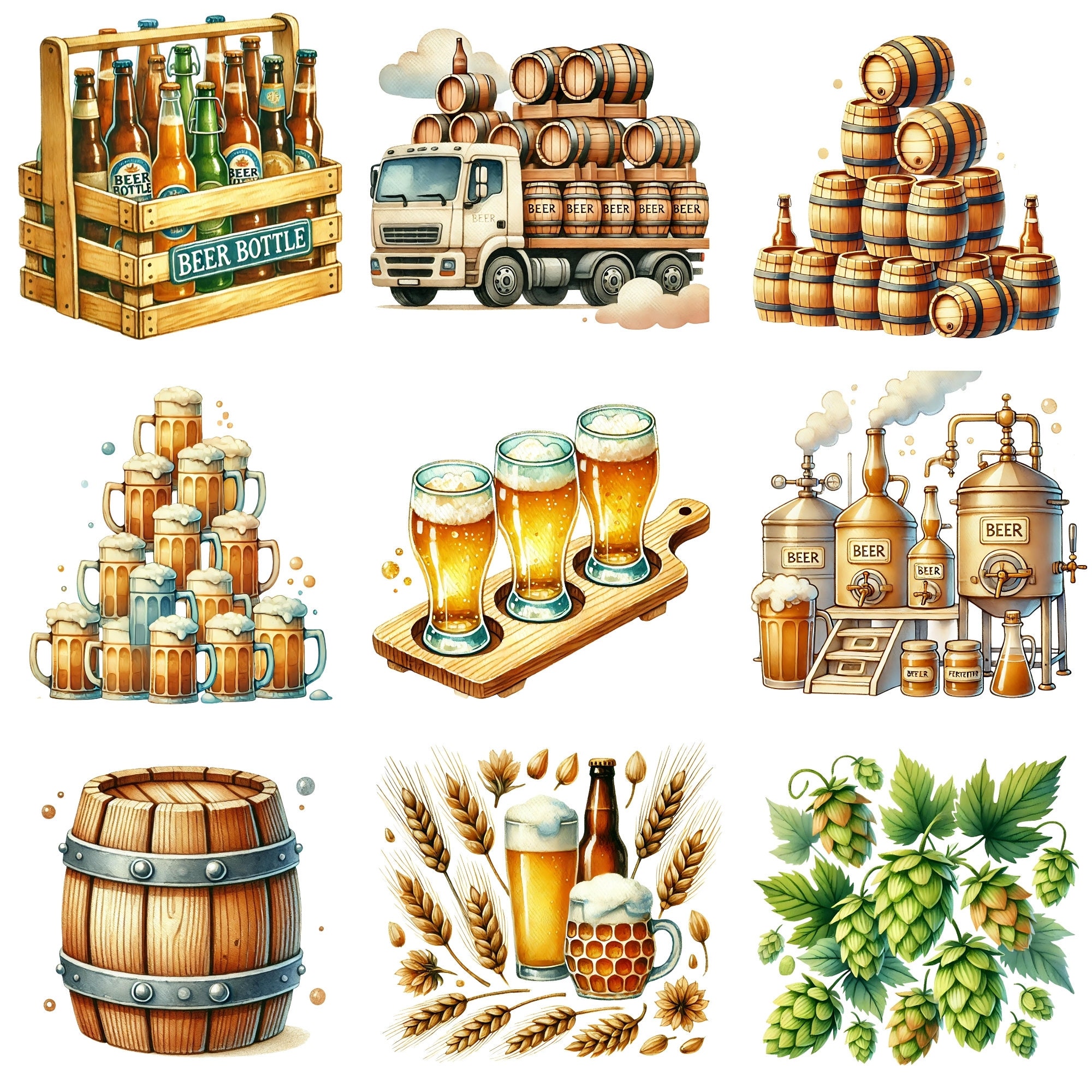 27 PNG, 300 DPI, Beer Day Theme, Watercolor Clipart, Commercial Use - Etsy